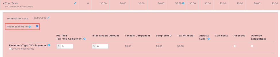Processing Employment Termination Payments – Type S and Type P